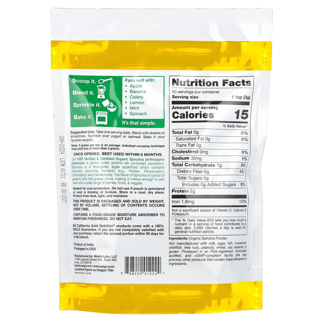 USDA organic spirulina for daily nutrition