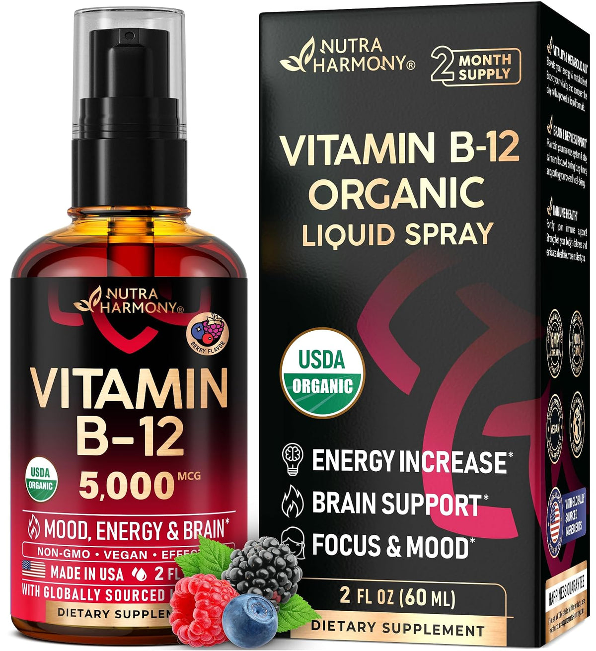 USDA Organic vitamin B12 sublingual spray
