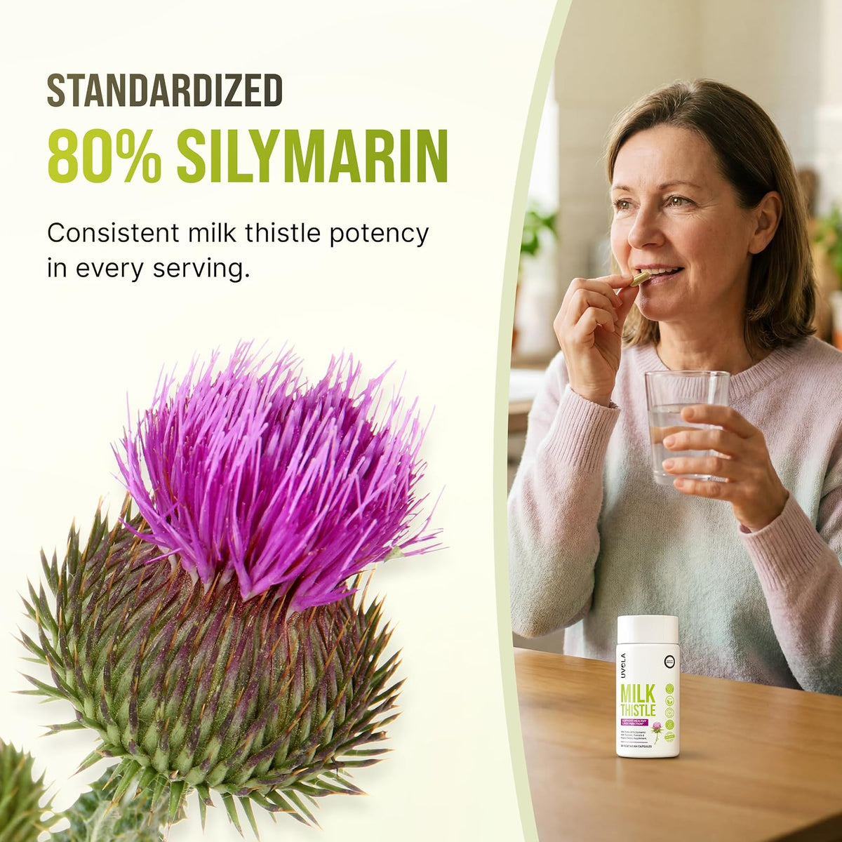 Uvola Milk Thistle capsules for vitality
