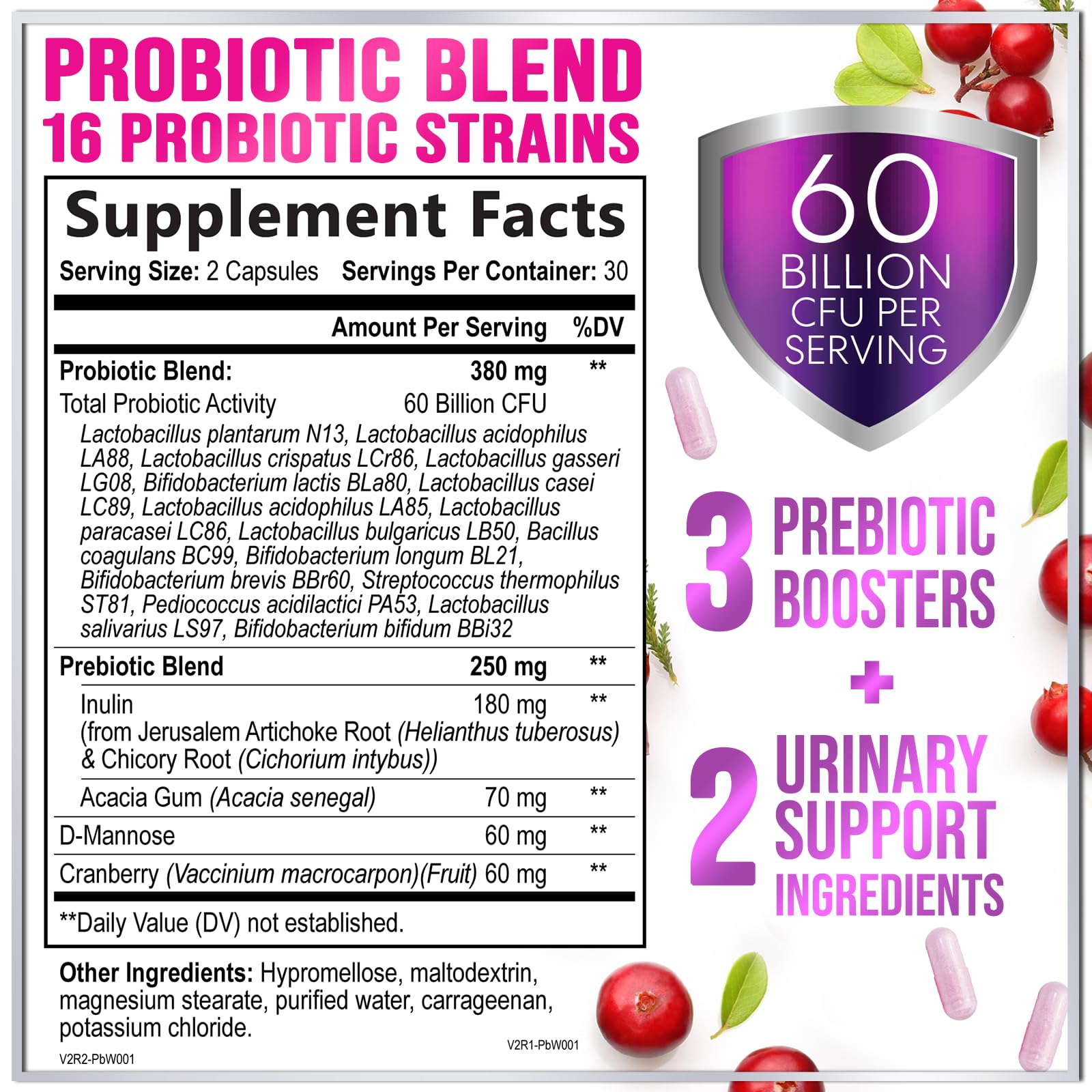 Vaginal support with cranberry extract