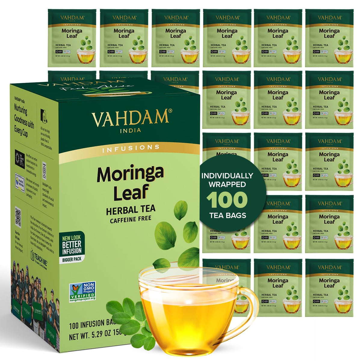 VAHDAM Moringa herbal tea bags