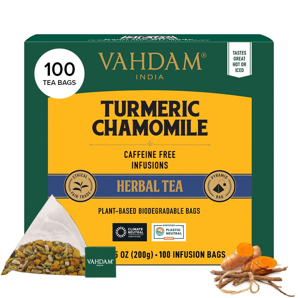 VAHDAM turmeric chamomile herbal tea bags