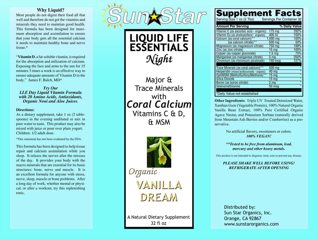 Vanilla blended vitamin & mineral supplements