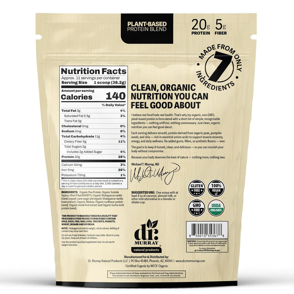 vanilla flavour plant protein supplement