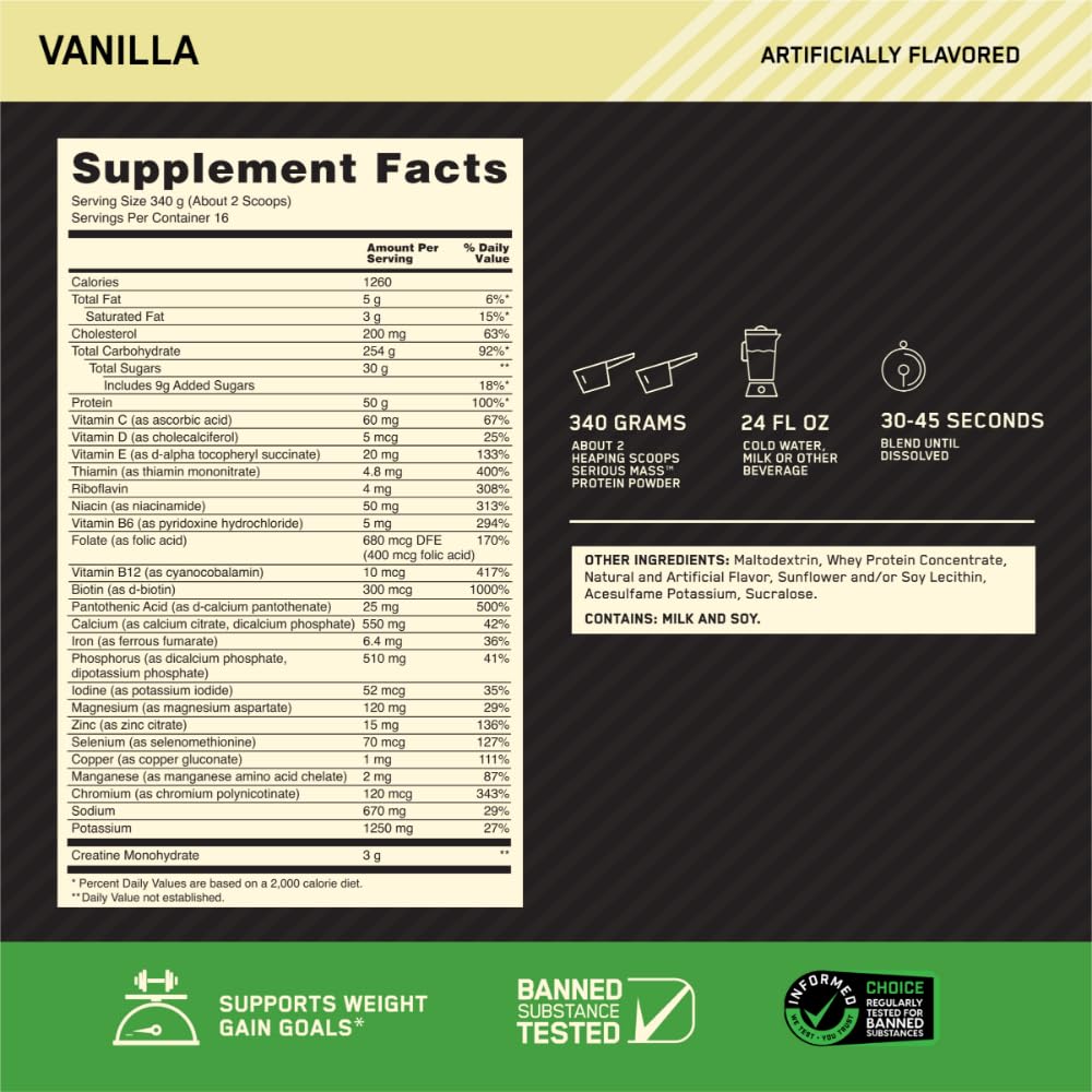 vanilla flavour weight gainers supplement