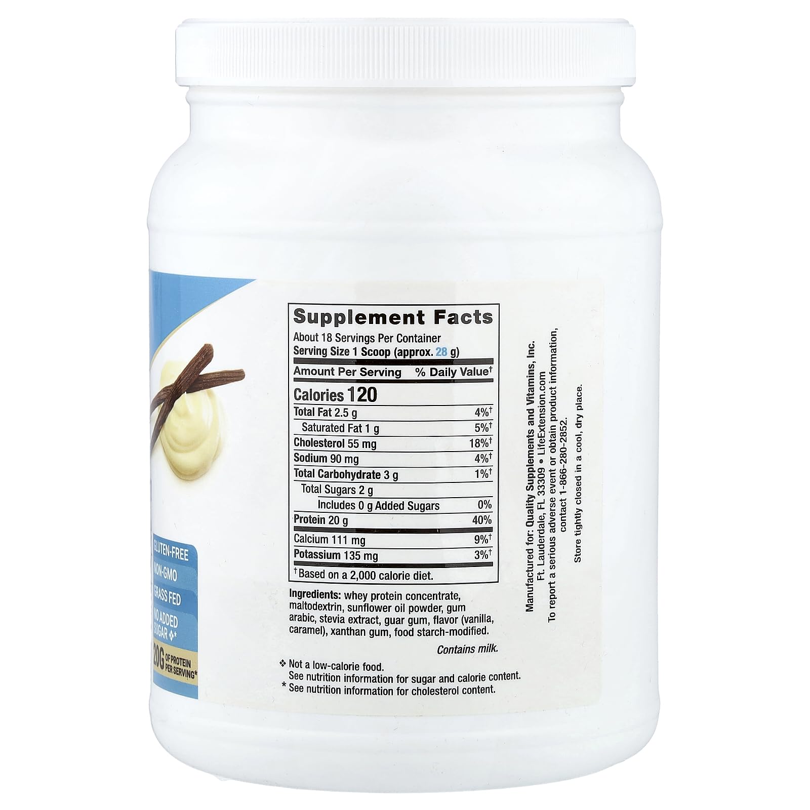 vanilla flavour whey protein supplement