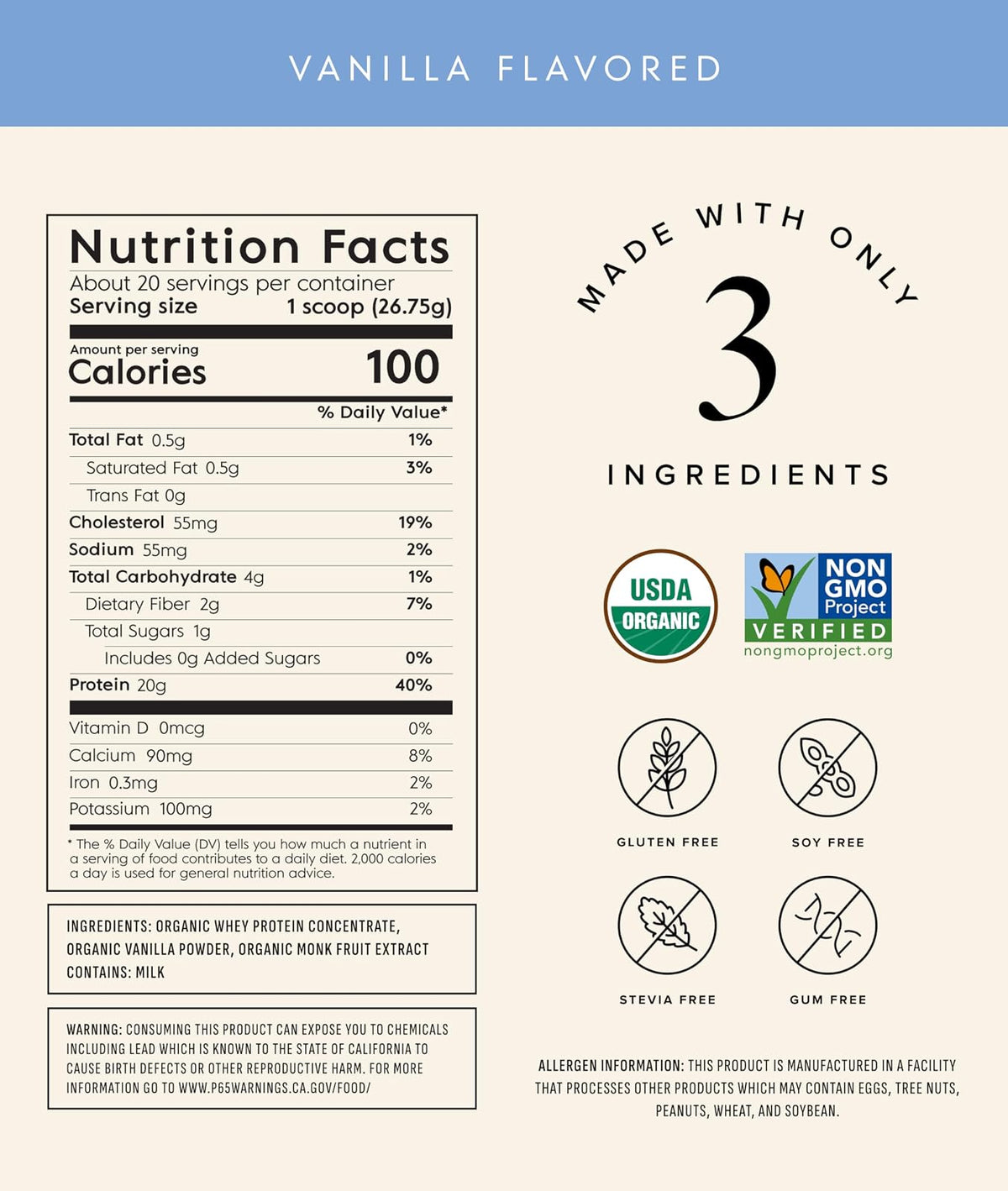 vanilla flavour whey protein supplement