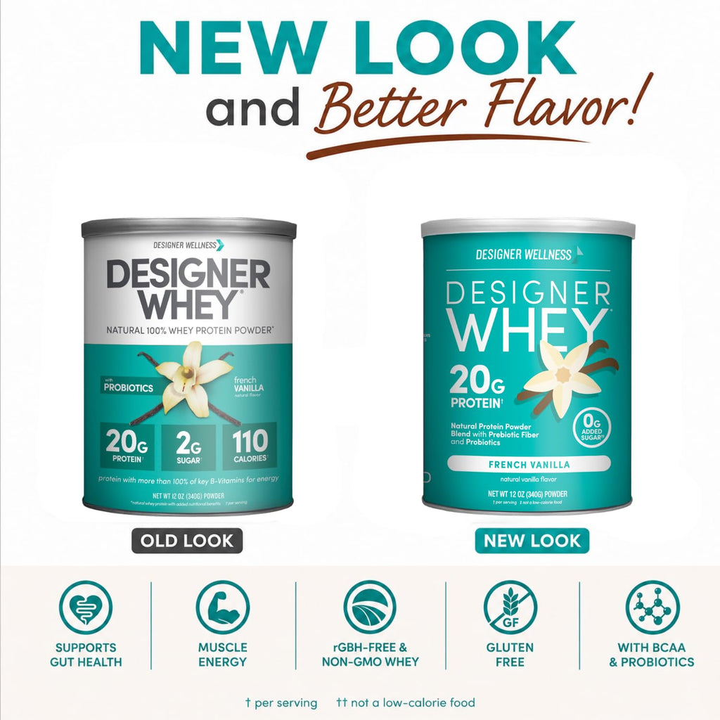 Vanilla flavour whey protein supplement
