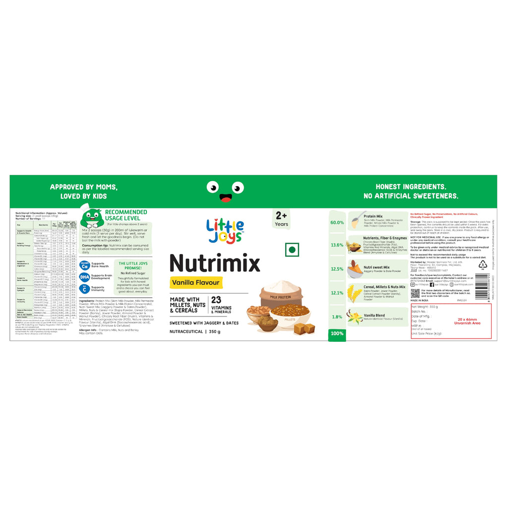 Vanilla flavoured nutrition powder for children