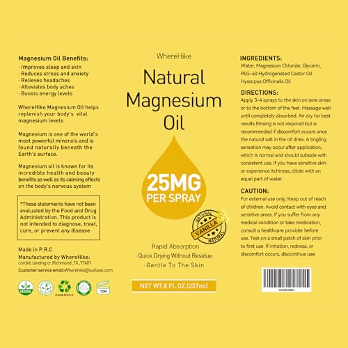 vanilla magnesium spray for calming effects