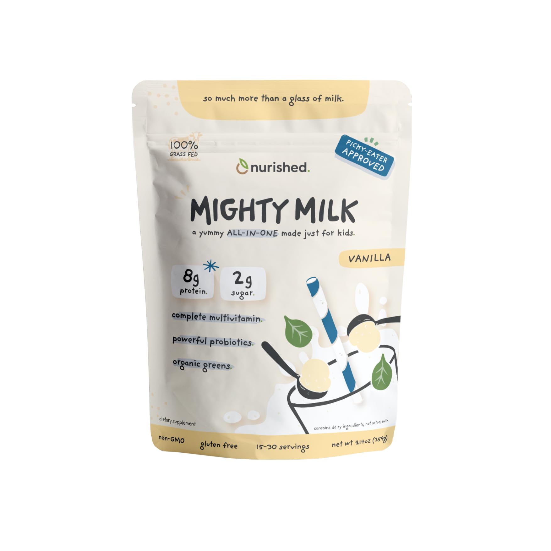 Vanilla Mighty Milk protein powder for kids