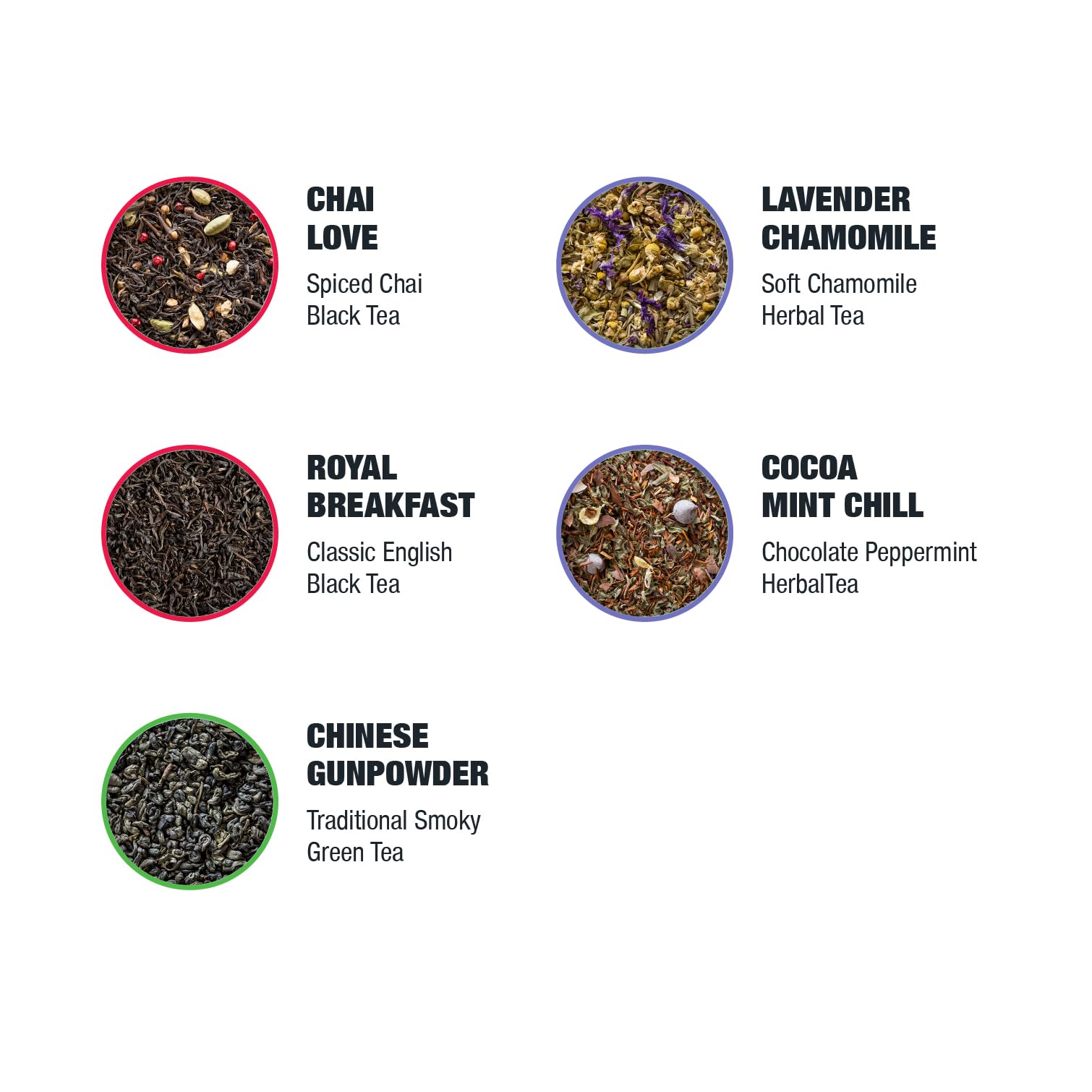 variety of herbal tea flavours