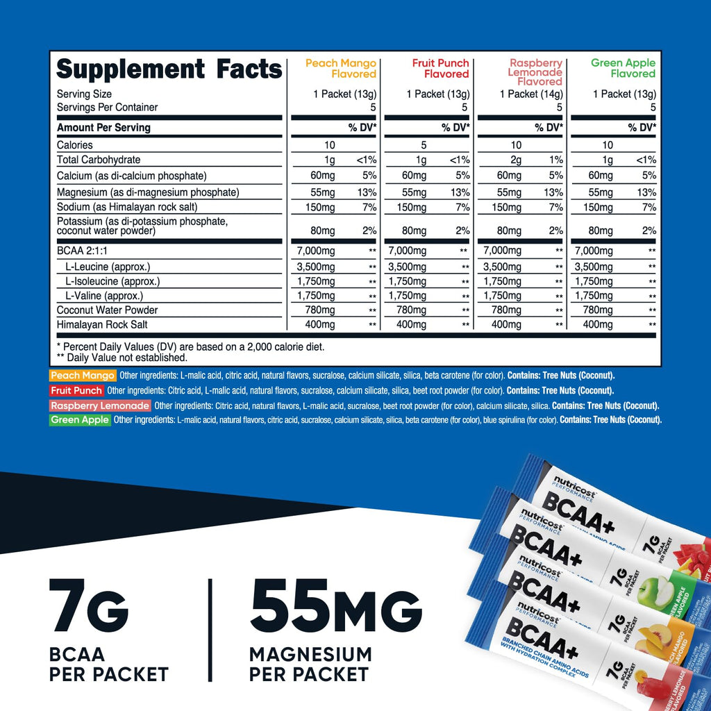 variety pack of BCAA amino acids