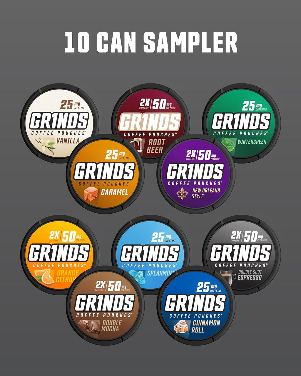 Variety pack of Grinds coffee pouches