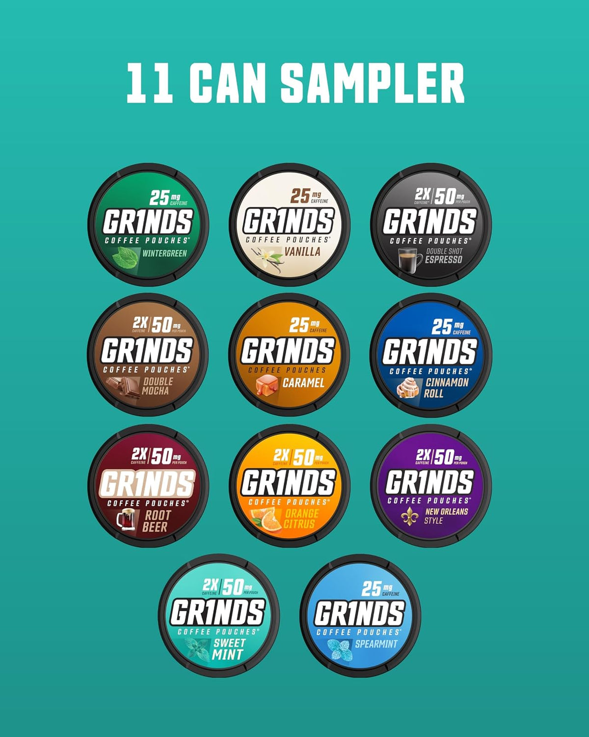 Variety pack of Grinds pouches