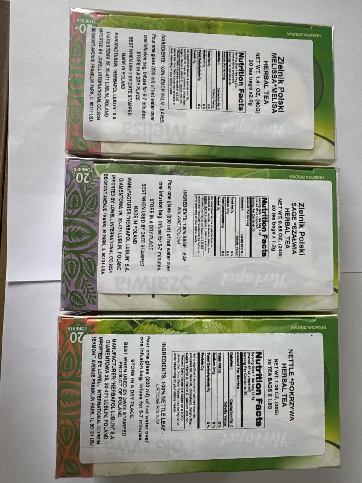 variety pack of herbal tea bags