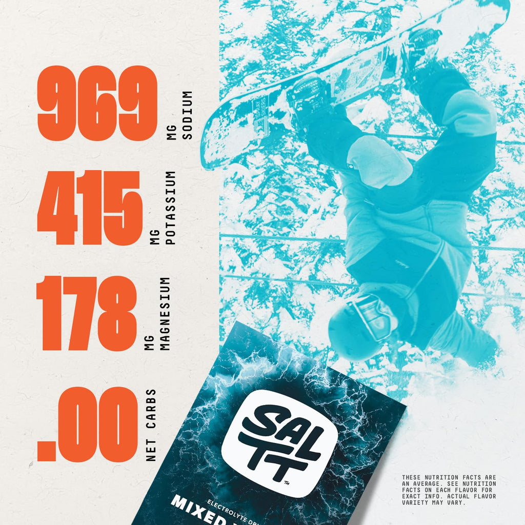 variety pack of SALTT electrolyte powder