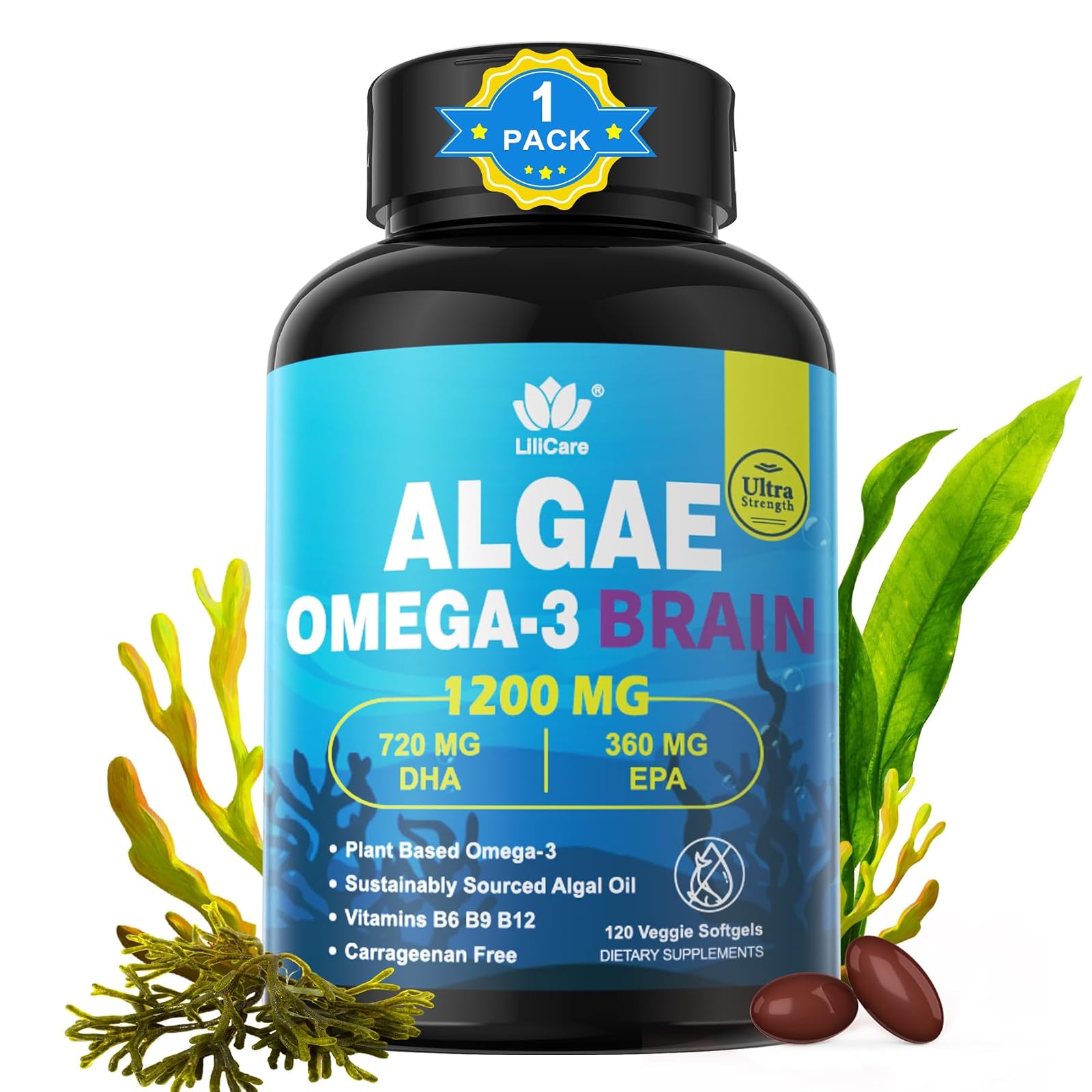 Vegan algae omega softgels