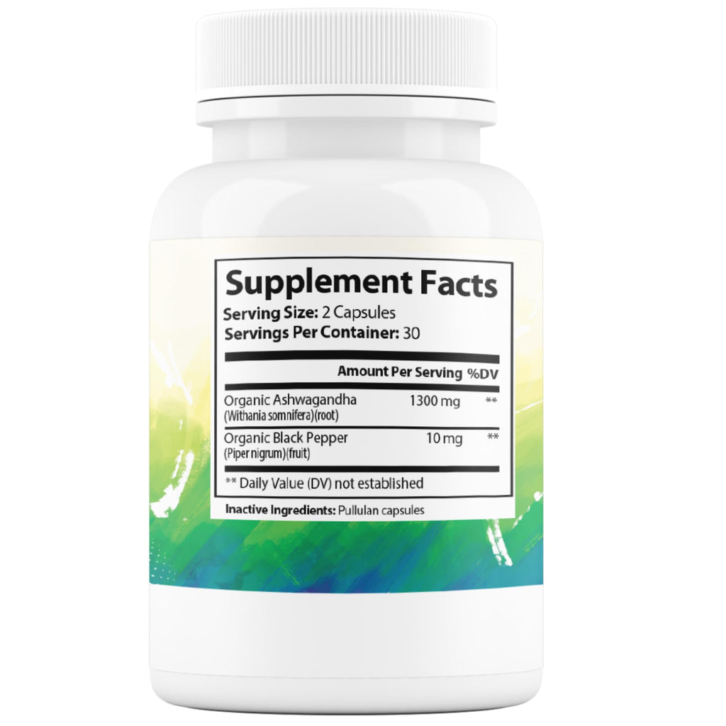 Vegan ashwagandha supplement with black pepper