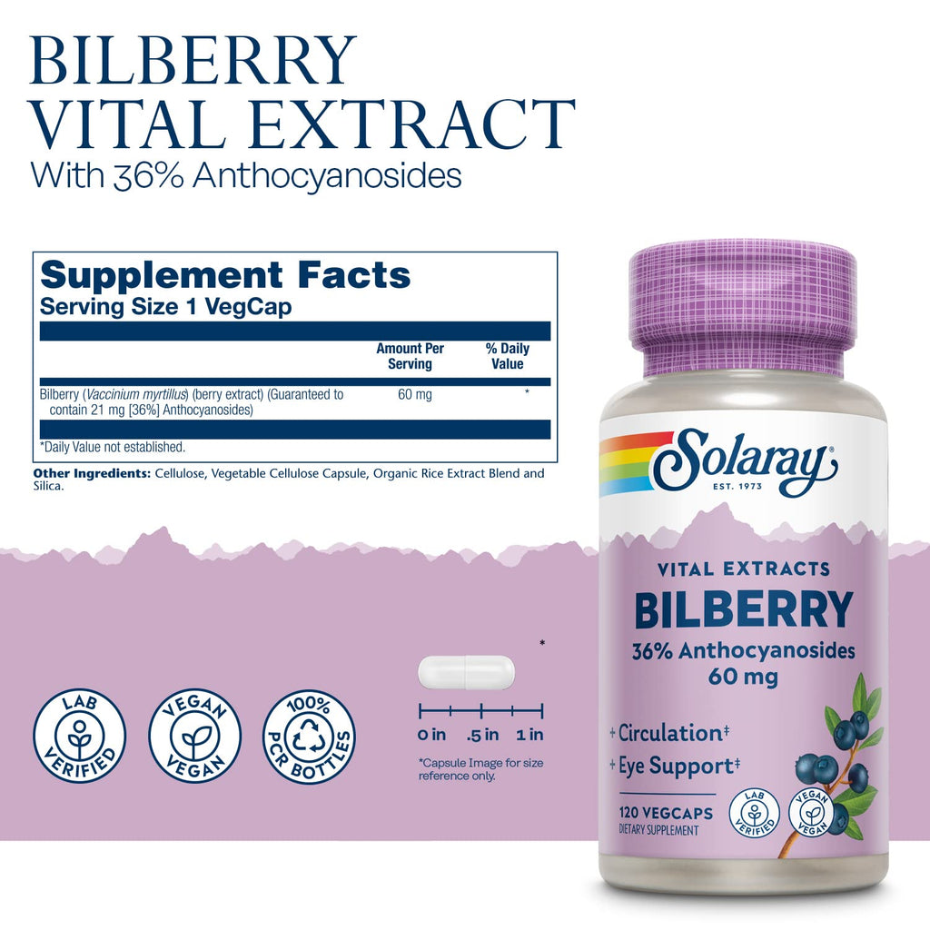 Vegan bilberry capsules for vision support