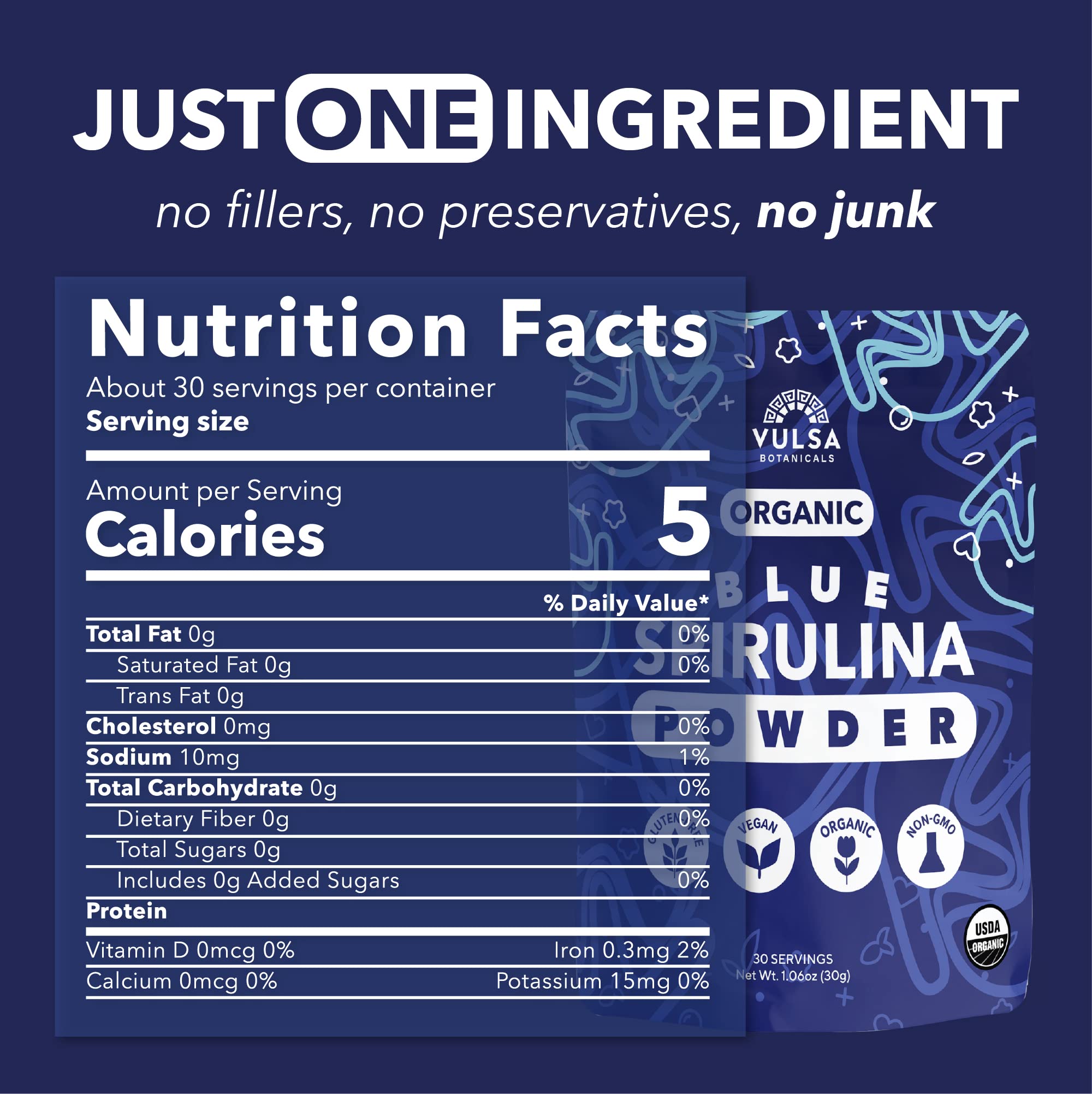 Vegan blue spirulina for smoothies