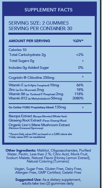 vegan brain health support gummies