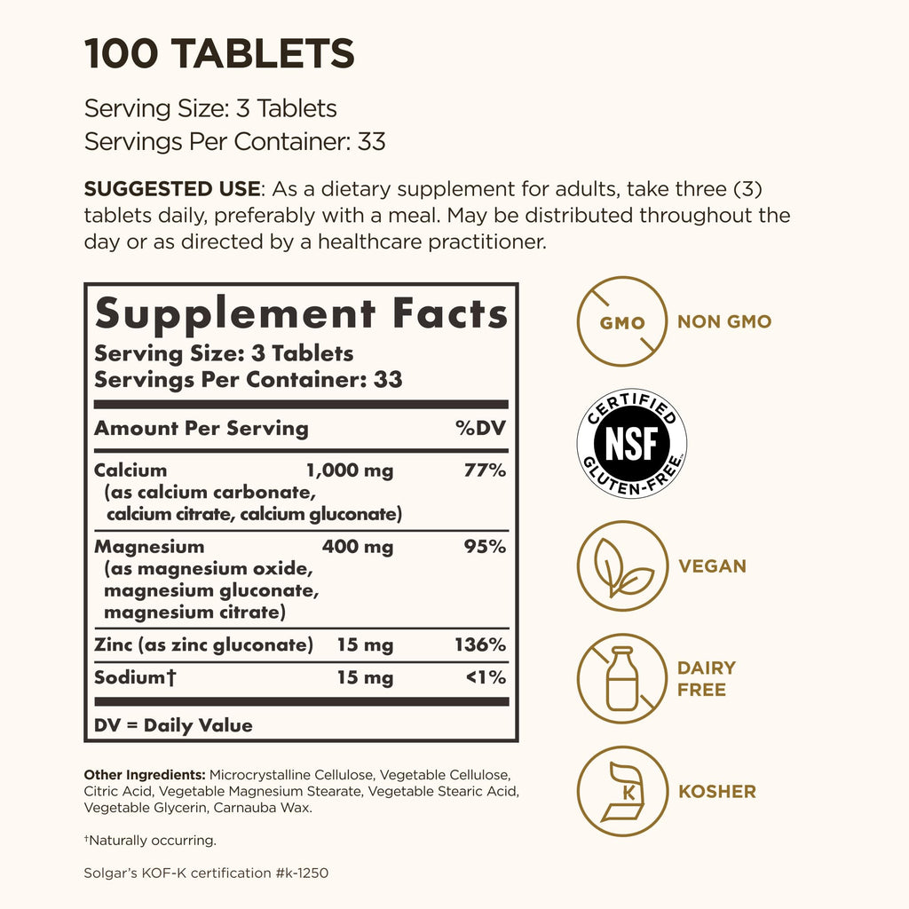 Vegan calcium magnesium with zinc