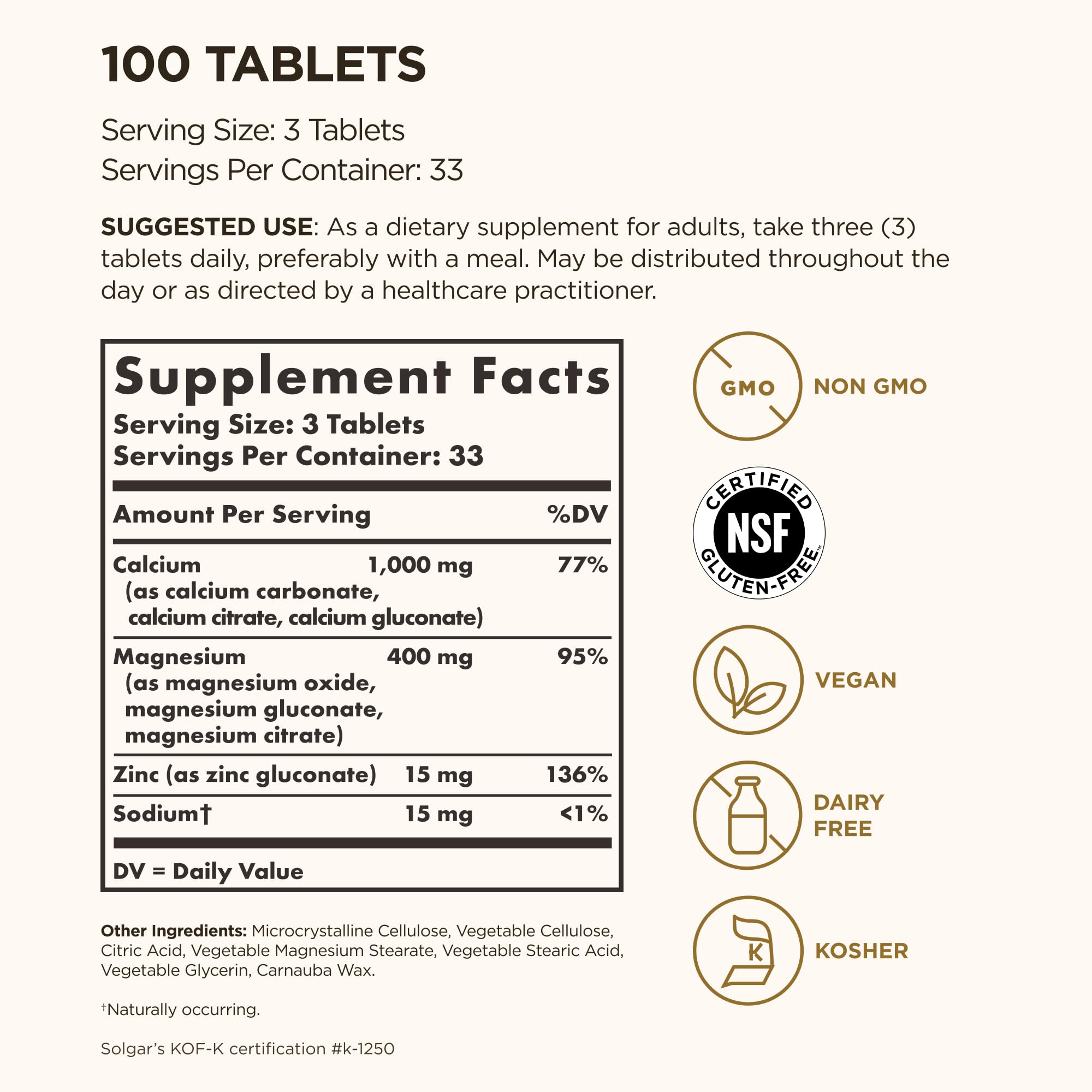 Vegan calcium magnesium with zinc