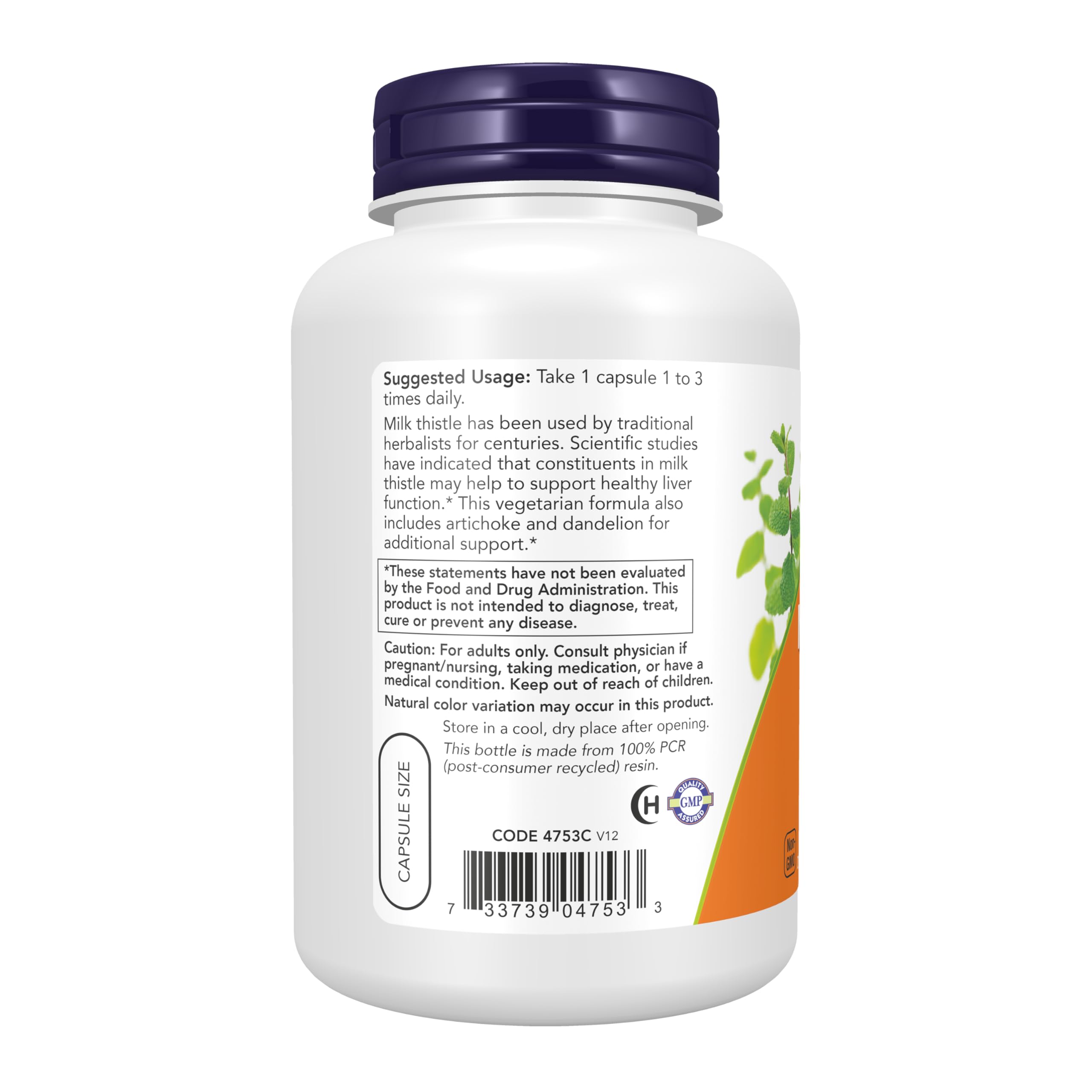 vegan capsules of milk thistle