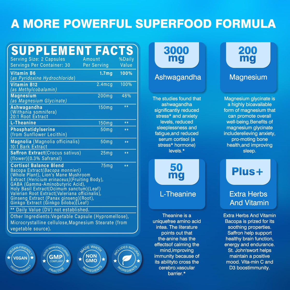 Vegan capsules with ashwagandha extract