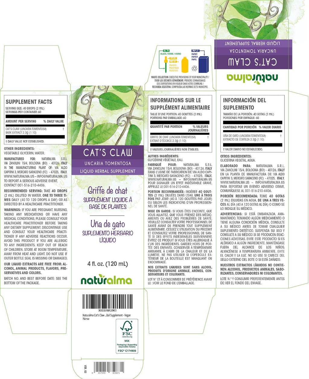 vegan Cat's Claw supplement drops