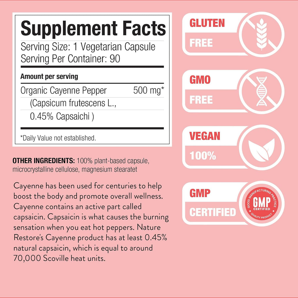 Vegan cayenne pepper capsules for wellness