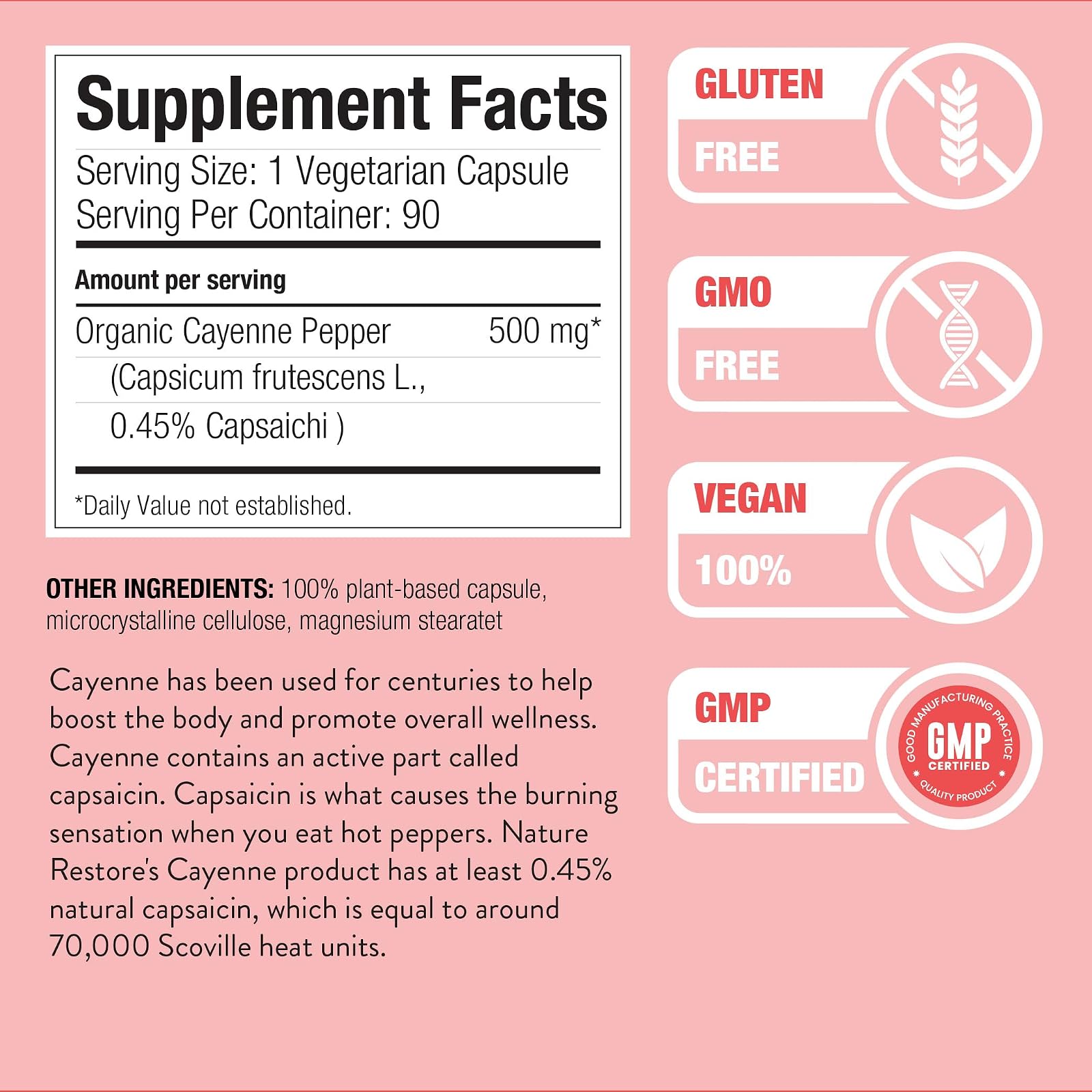 Vegan cayenne pepper capsules for wellness