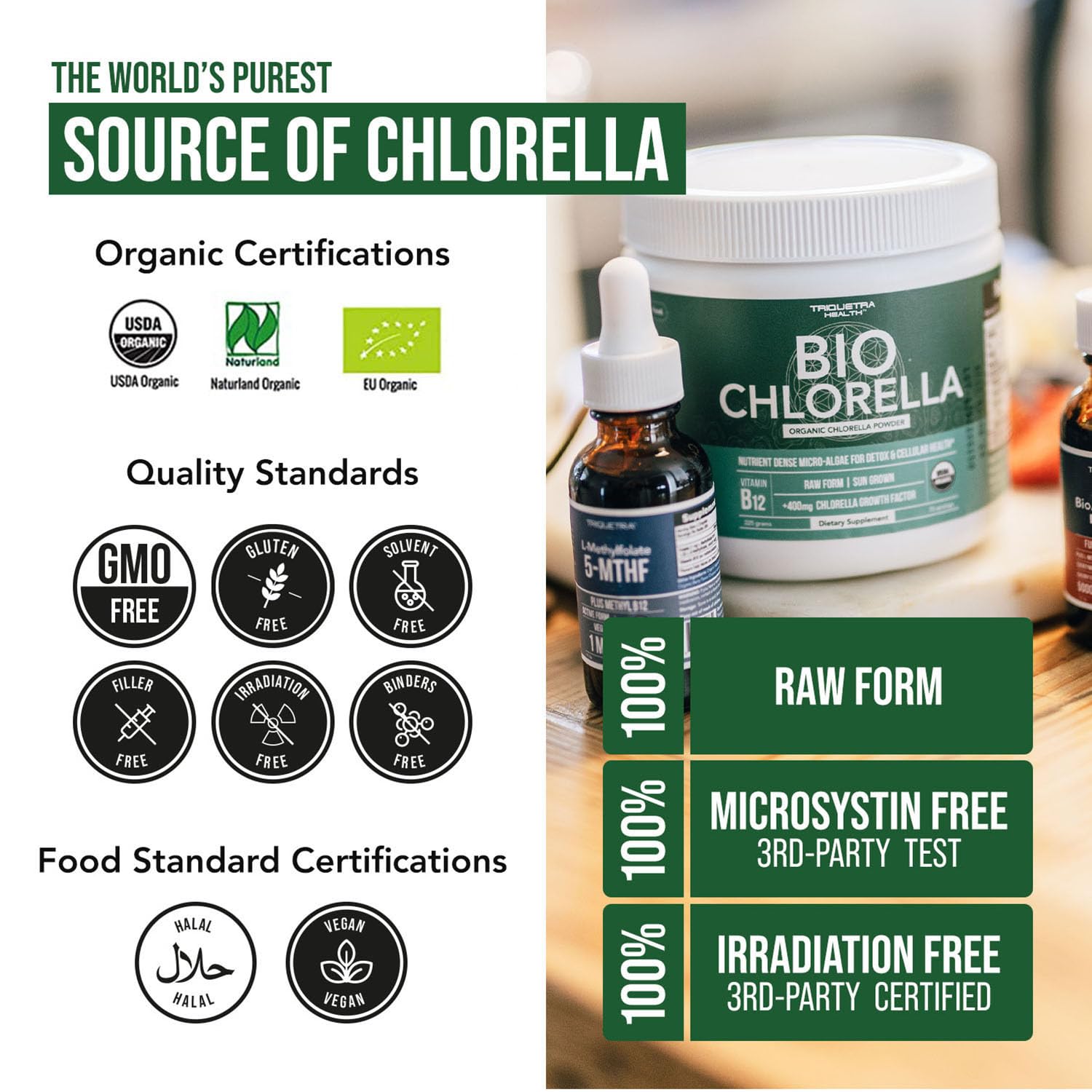 vegan chlorella powder for healthy lifestyle