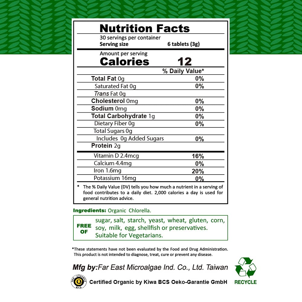 vegan chlorella tablets for energy