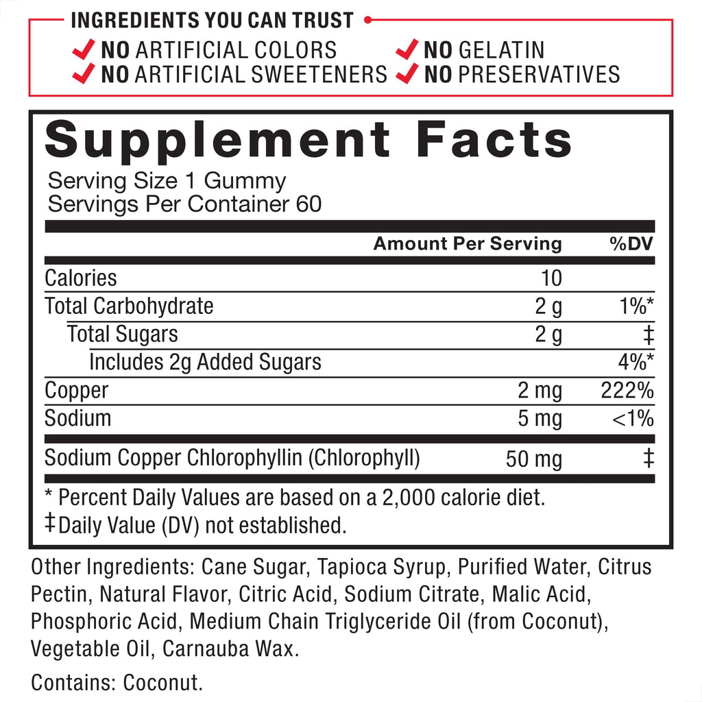 Vegan chlorophyll gummies for health