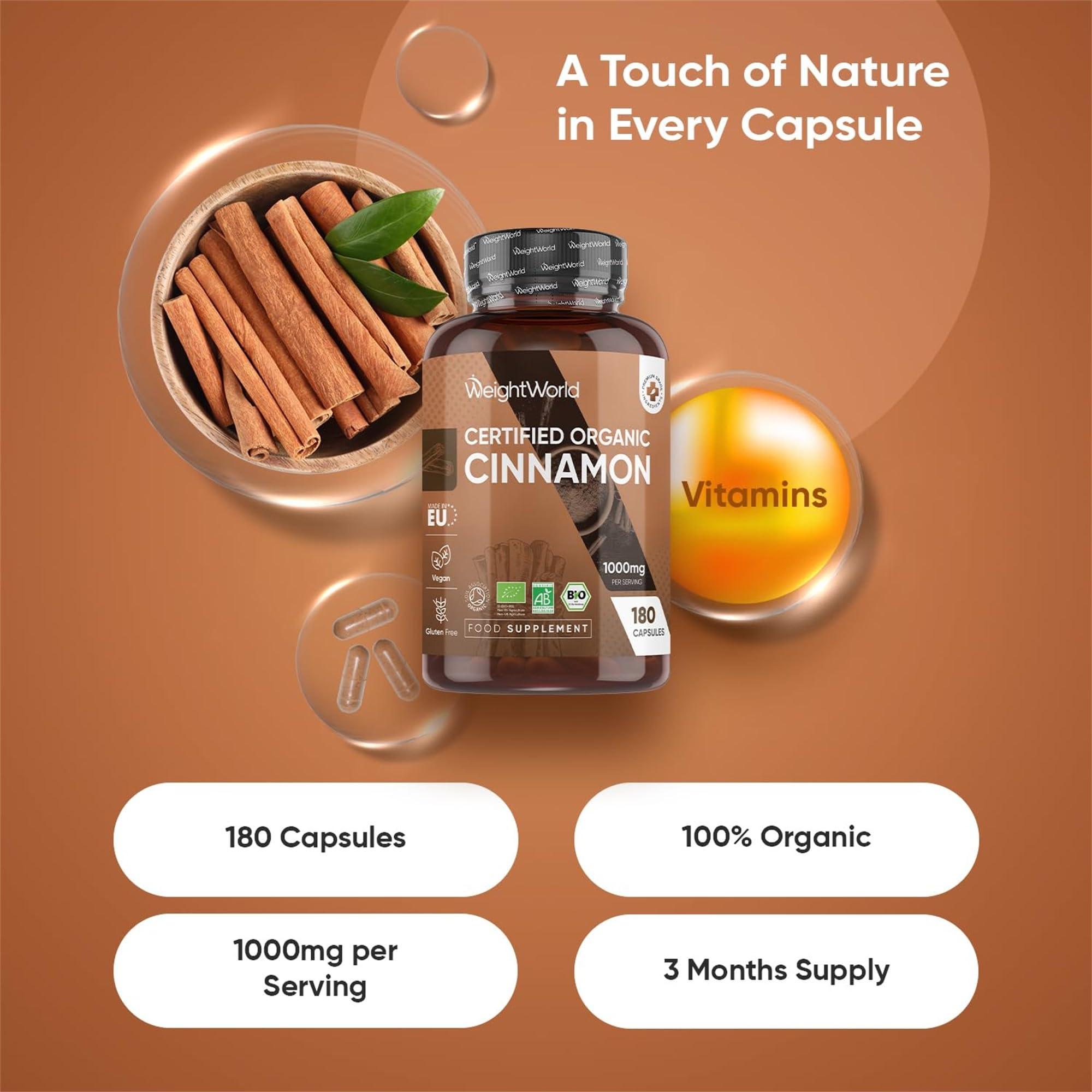 Vegan cinnamon tablets for weight management