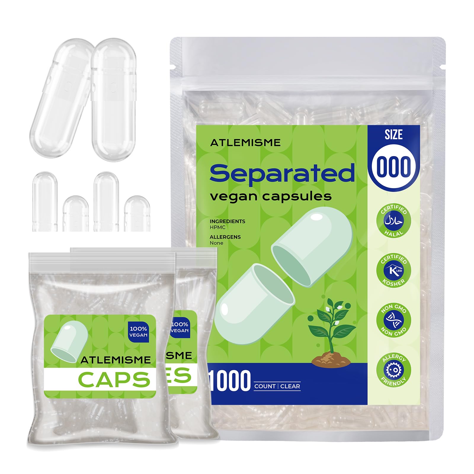 Vegan clear empty capsules 1000 count