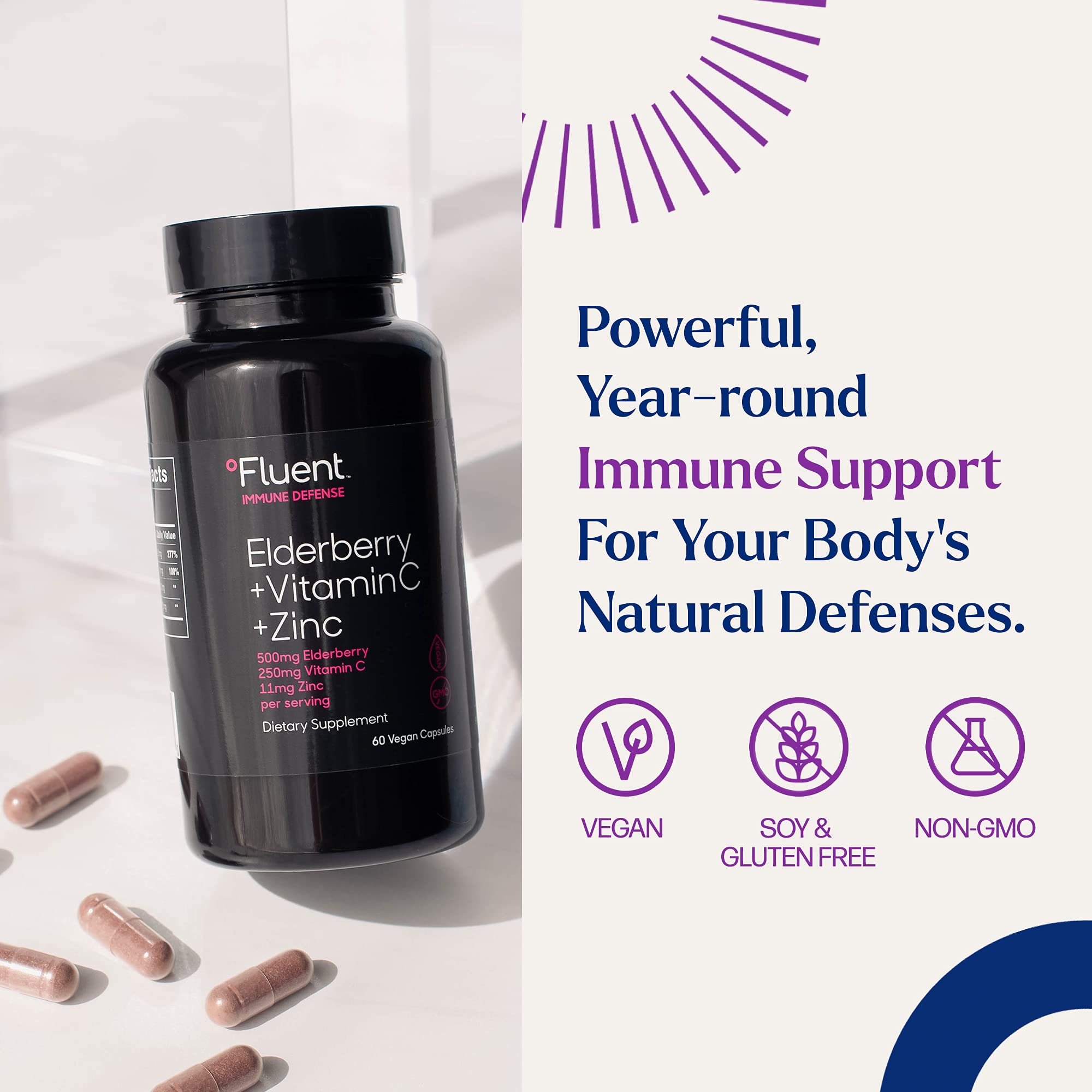 Vegan elderberry immune support capsules
