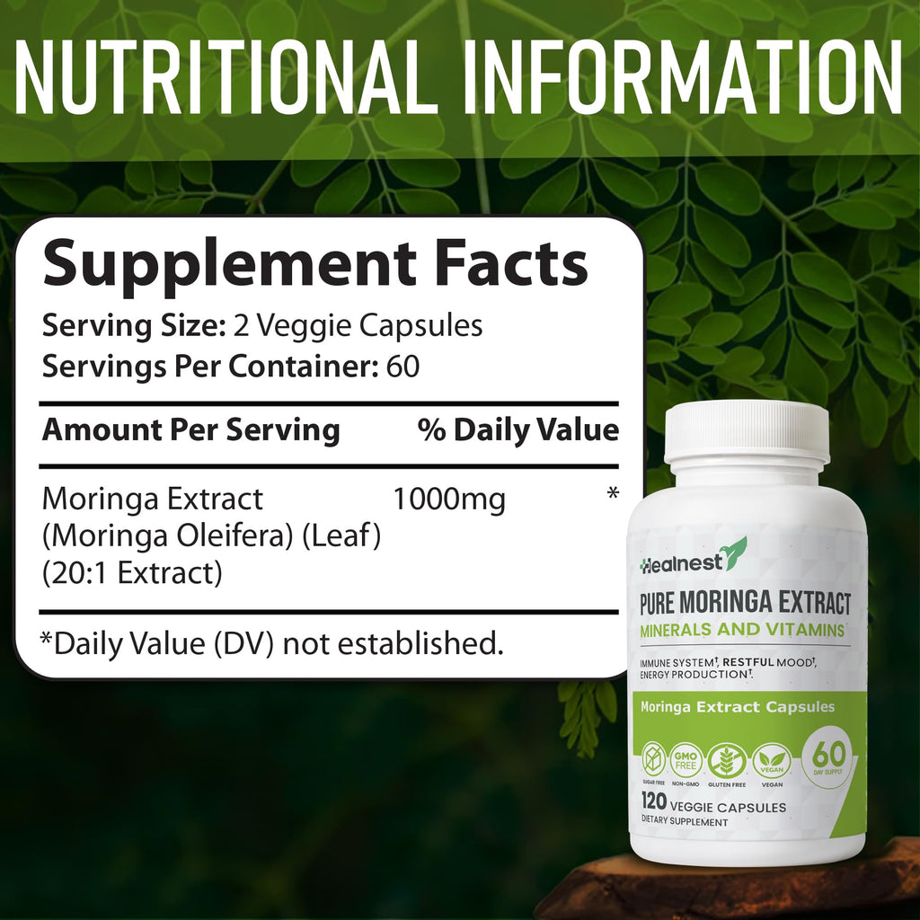 Vegan energy supplement with Moringa