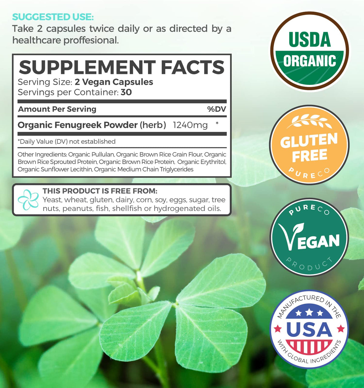 Vegan Fenugreek for hormonal balance