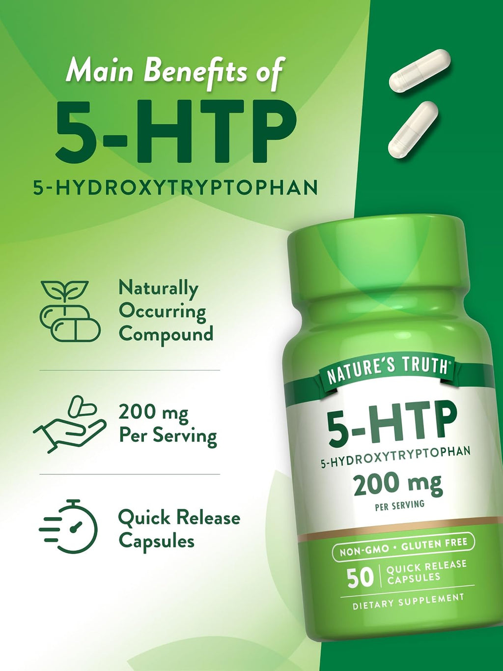 Vegan-friendly 5-HTP capsules for stress relief