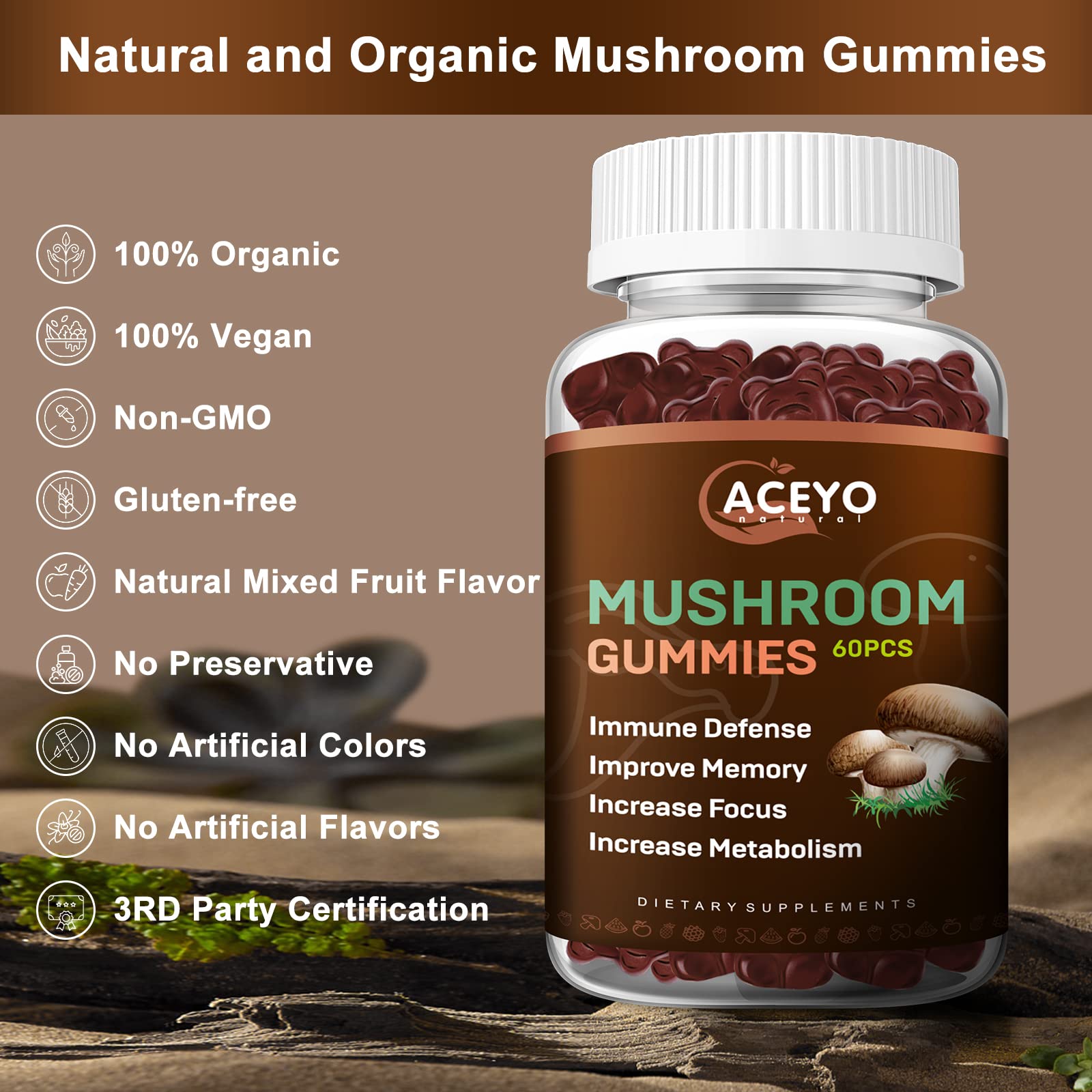 vegan-friendly ACEYO mushroom supplements