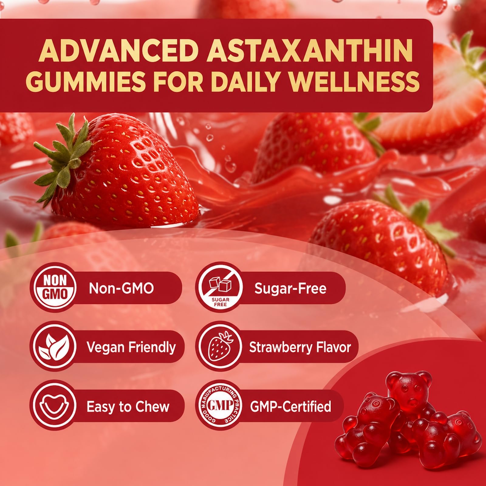 Vegan-friendly astaxanthin gummies supplement