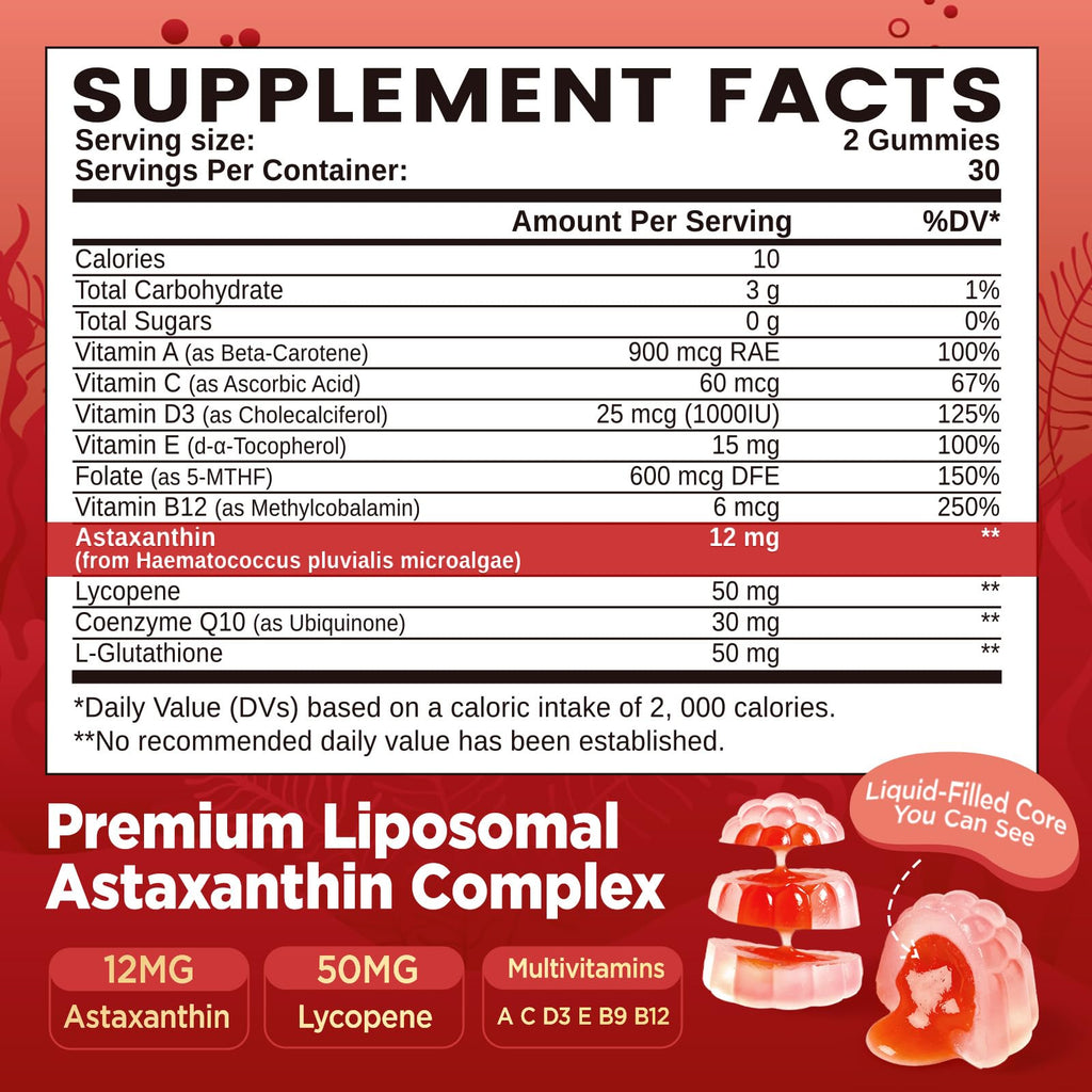 Vegan-friendly Astaxanthin gummy vitamins