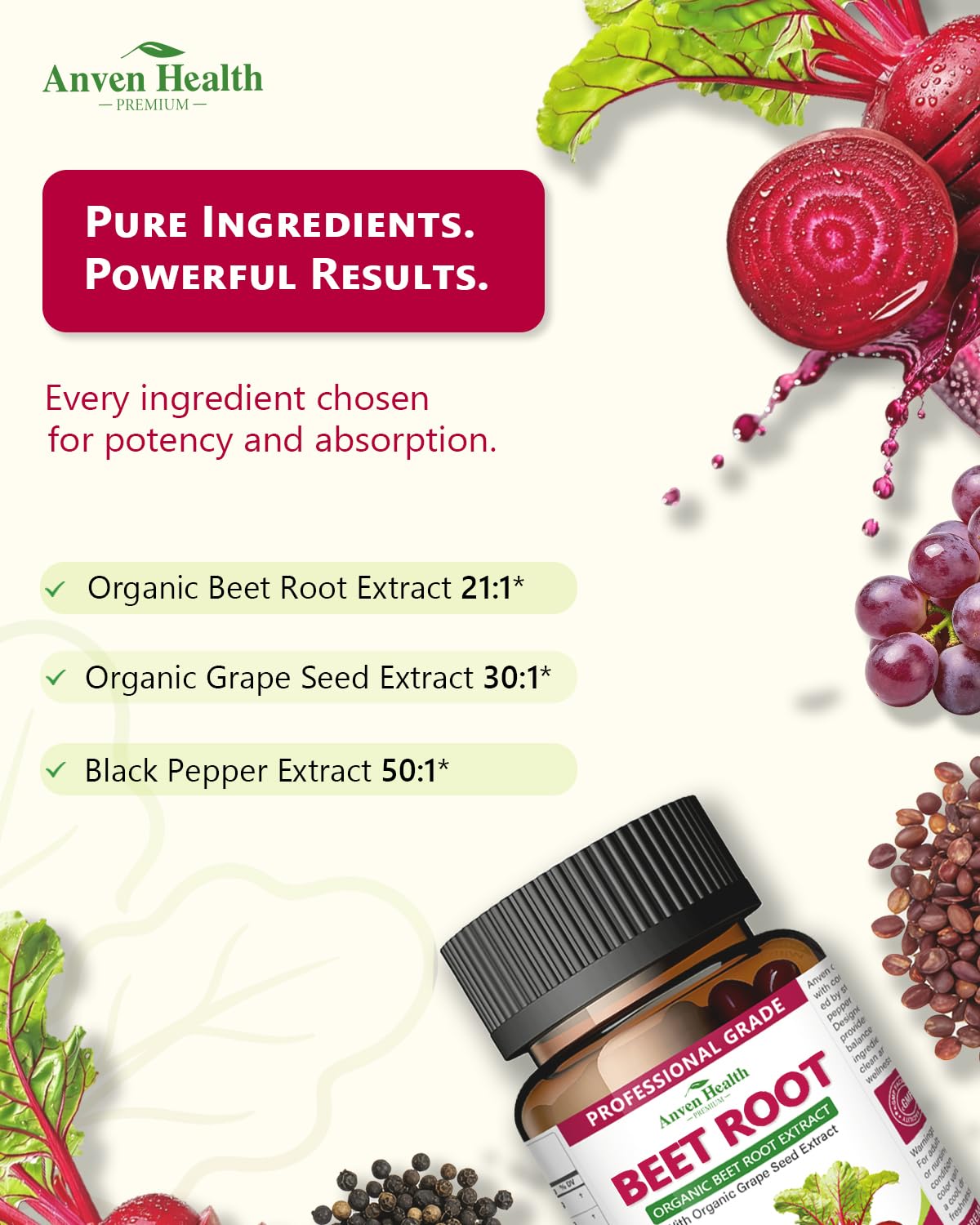 Vegan-friendly beet root capsules