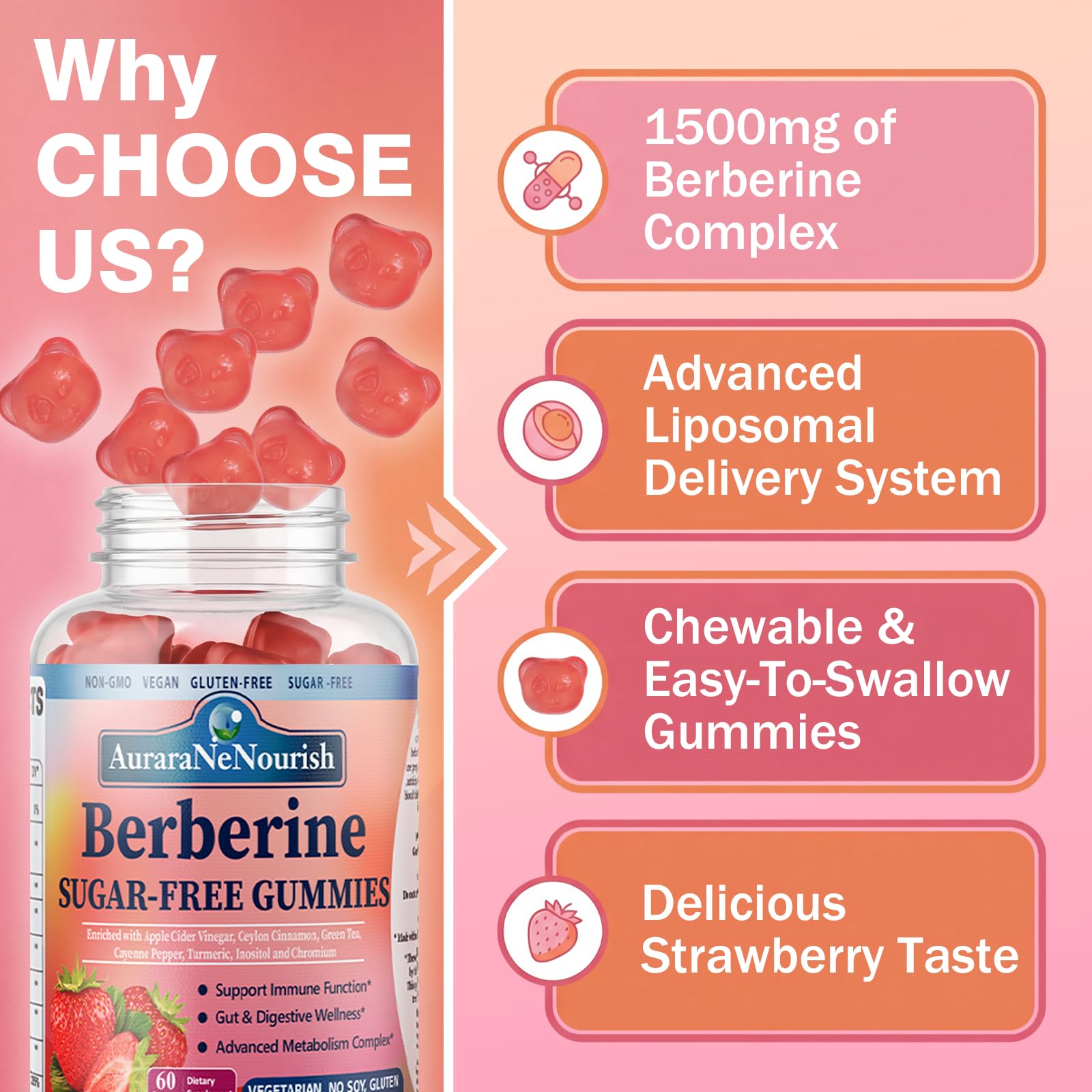 Vegan-friendly Berberine gummy supplement