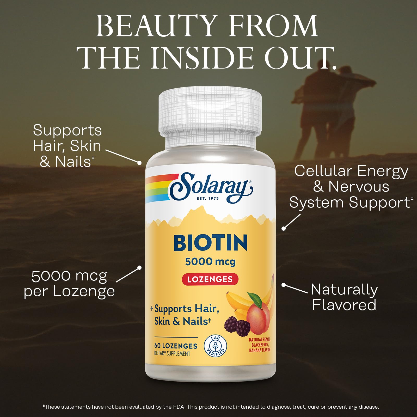Vegan-friendly biotin lozenges from Solaray