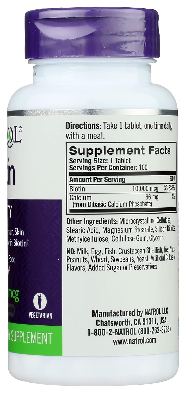 Vegan-friendly biotin supplement tablets