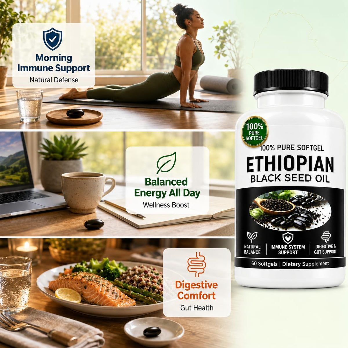 Vegan-friendly black seed oil capsules